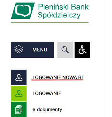 Nowa wersja Bankowości Internetowej : Pieniński Bank Spółdzielczy